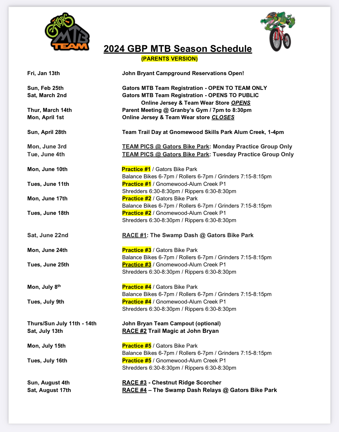 2024_Gators Schedule_PARENT | Gators Bike Park
